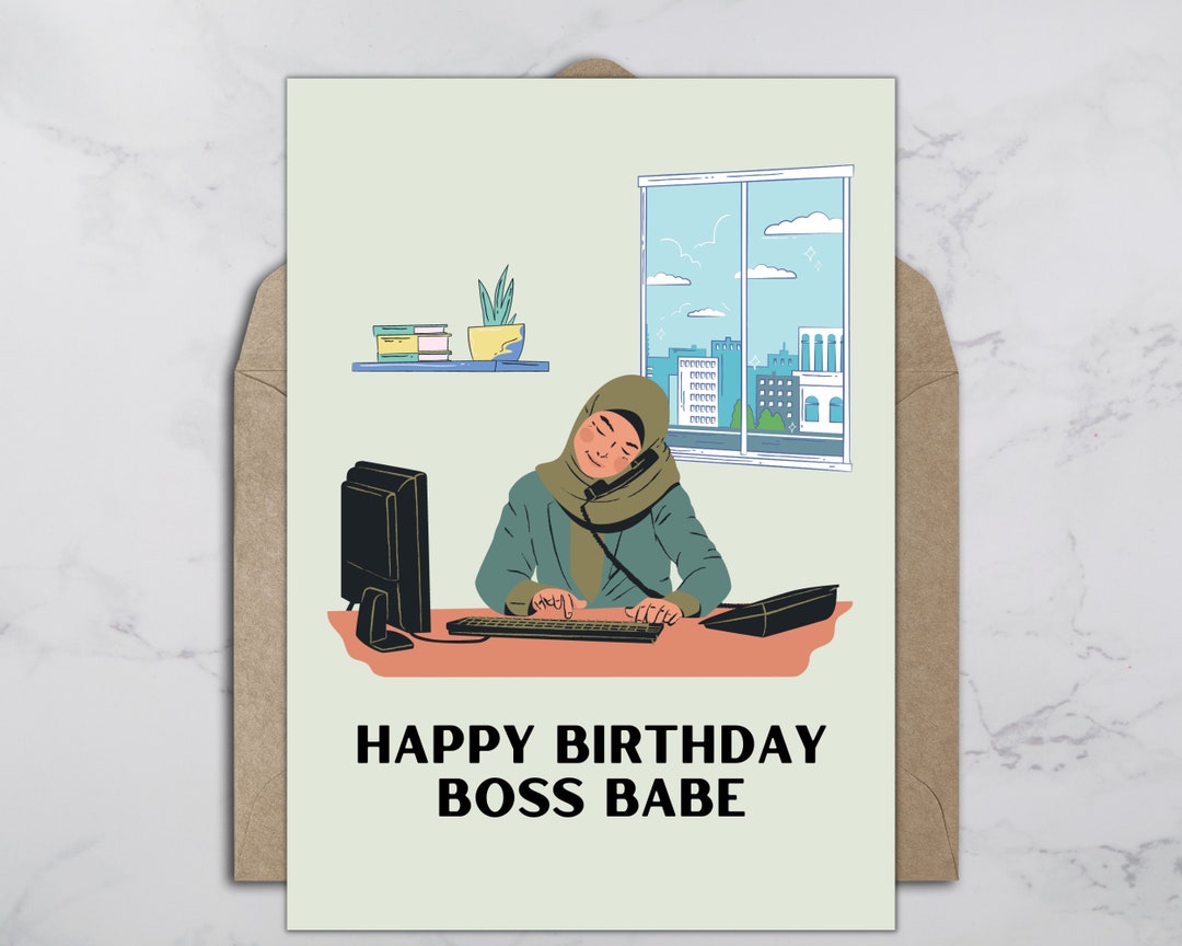 Hijabi Muslim Happy Birthday Greeting Card, Cute Arab Birthday ...