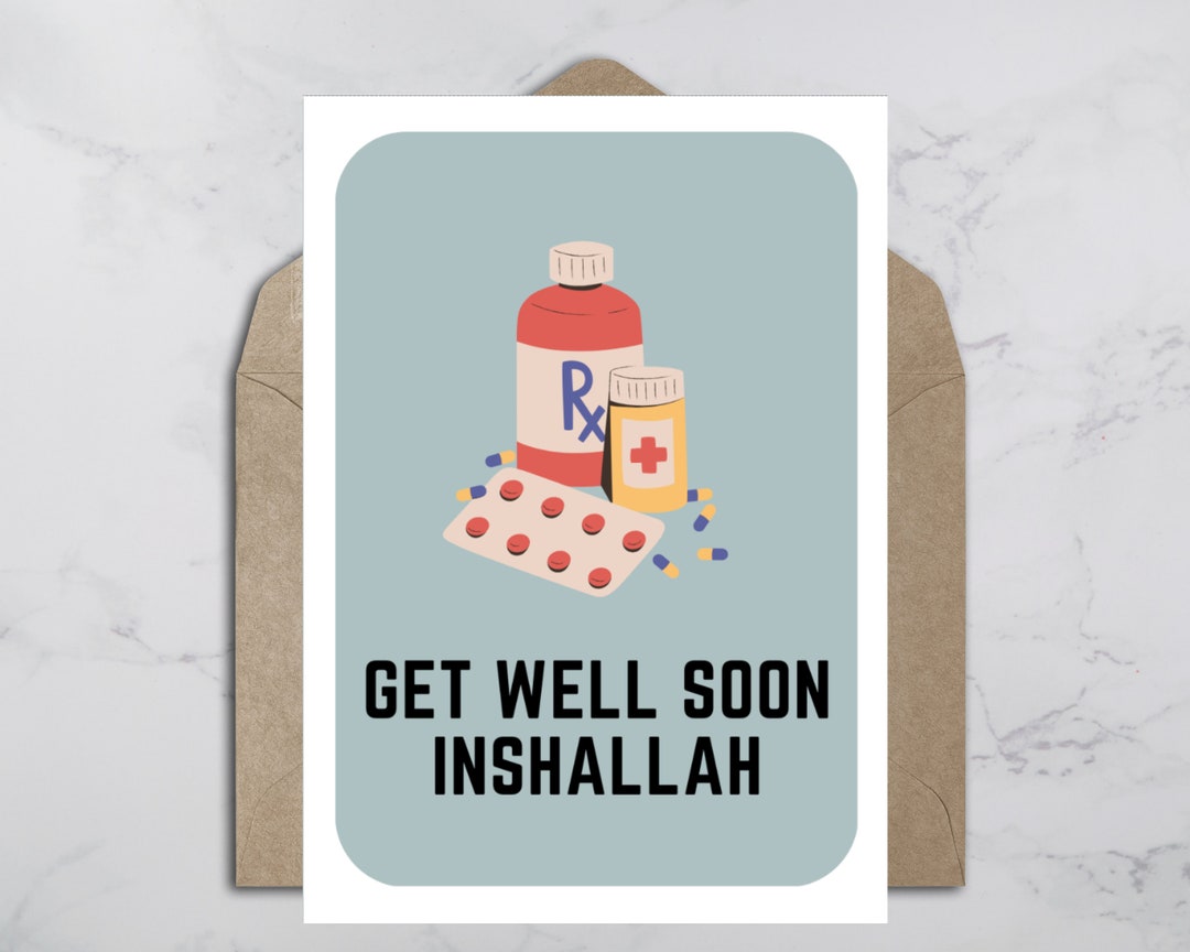 Cute Get Well Soon Muslim Card Classic Retro Bold Shifa Speedy Recovery ...