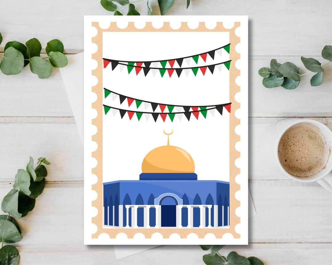 Free Palestine Jerusalem Greeting Card | Cute Falasteen Al-aqsa Mosque ...
