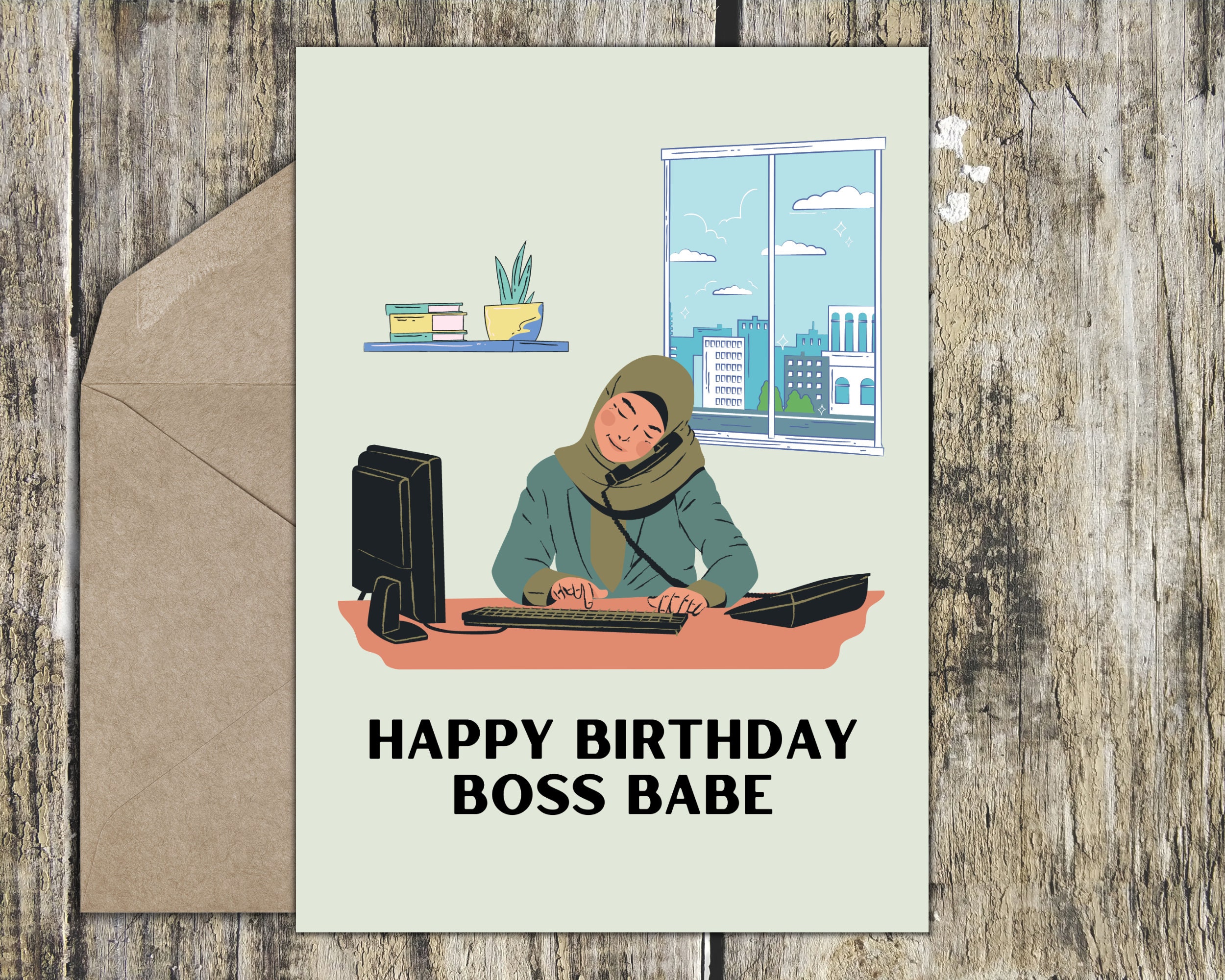 Hijabi Muslim Happy Birthday Greeting Card, Cute Arab Birthday ...