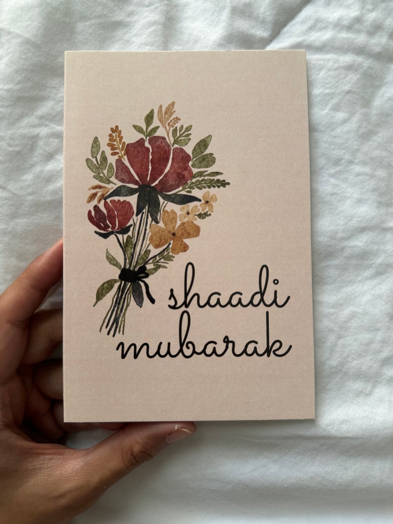 Shaadi Mubarak Wedding Bouquet Card - Elegant South Asian Marriage ...