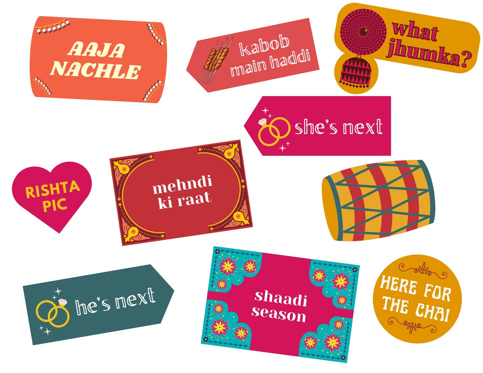 Desi Bollywood Wedding Photobooth Props PDF Print | Indian Wedding ...