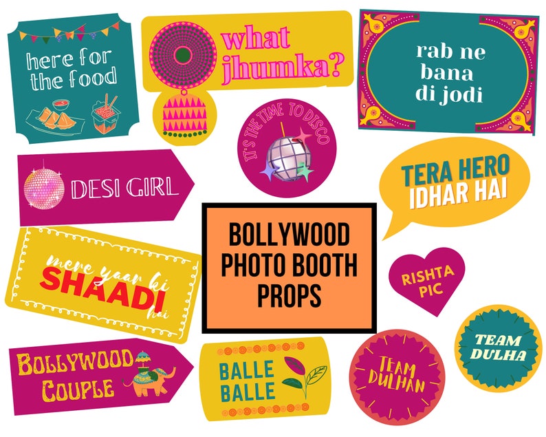 Bollywood Wedding Photo Booth Props: Indian Sangeet, Mehndi (PDF Print) - Etsy
