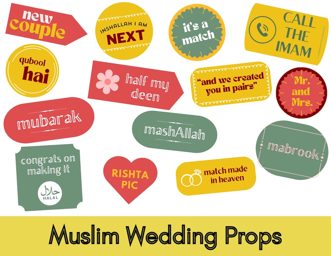 Islamic Nikkah Wedding Photobooth Props PDF Print | Muslim Wedding ...