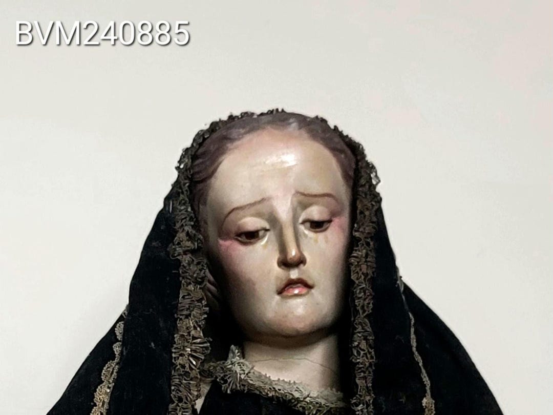 Antique Spanish Seated Mater Dolorosa or Weeping Virgin Mary / Virgin ...