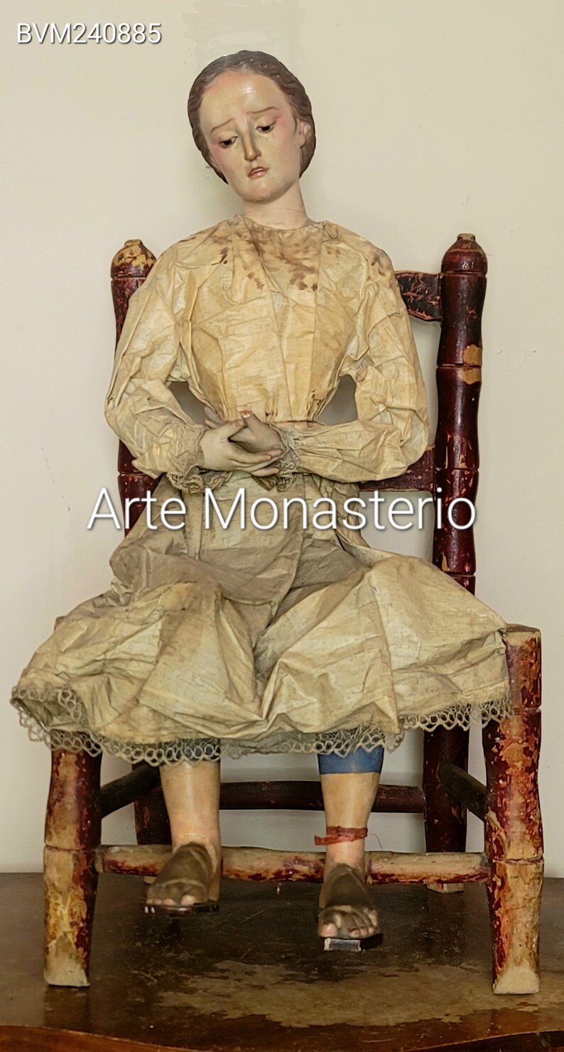 Antique Spanish Seated Mater Dolorosa or Weeping Virgin Mary / Virgin ...