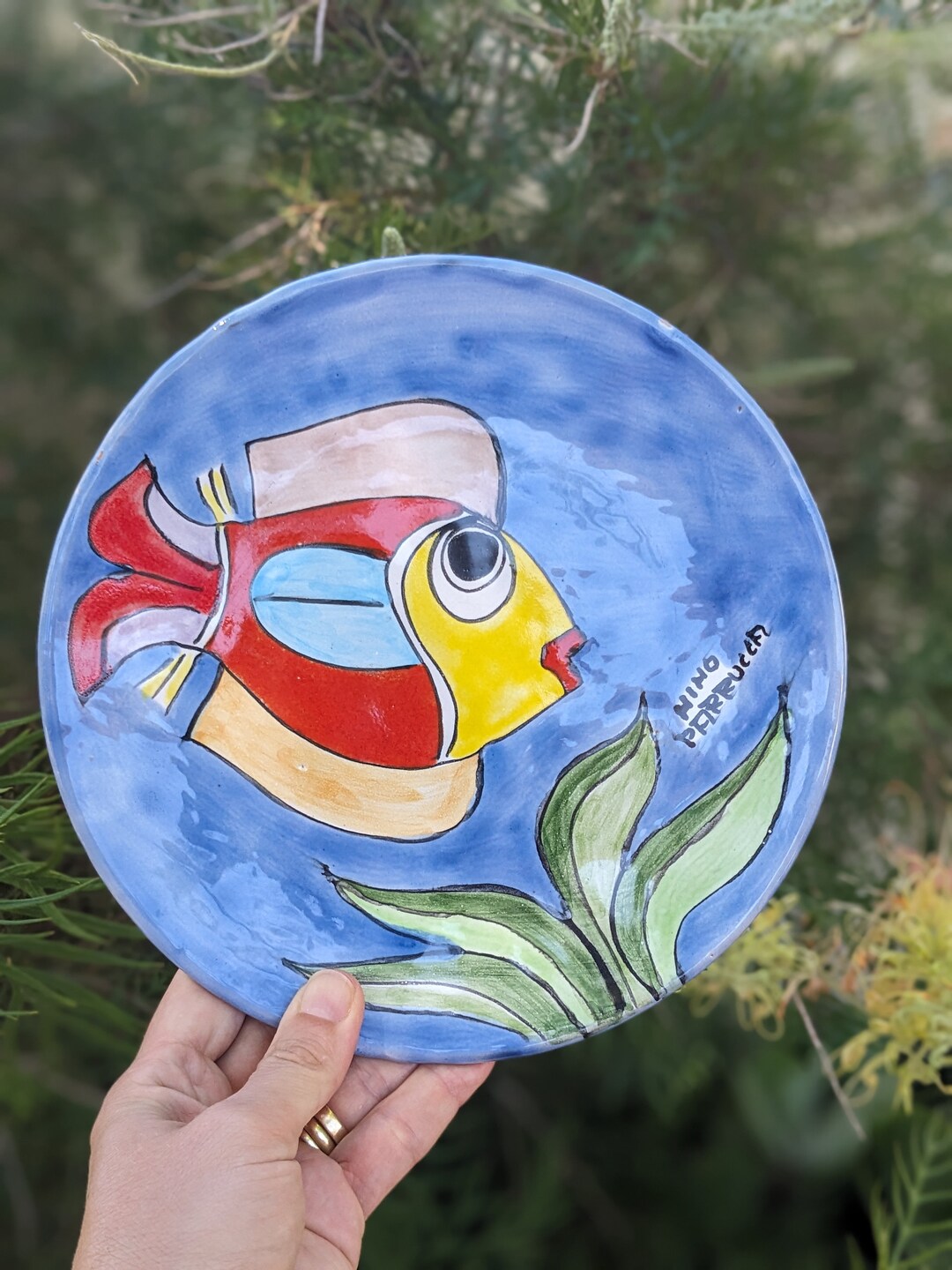 Italian Pottery Nino Parrucca Plate / Hand Painted Decorative Pottery ...