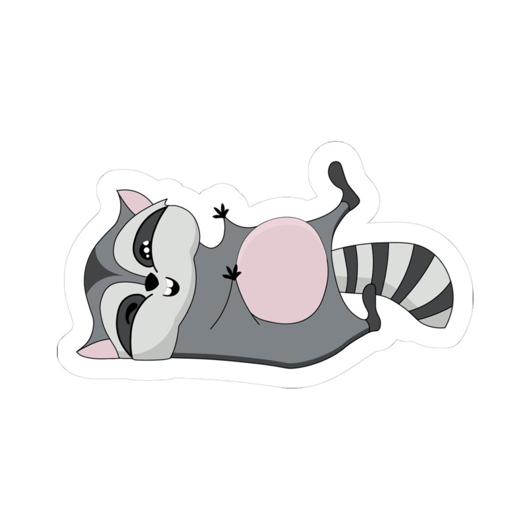 Lazy Raccoon Stickers, Cute Animal Decals, Funny Vinyl Sticker ...