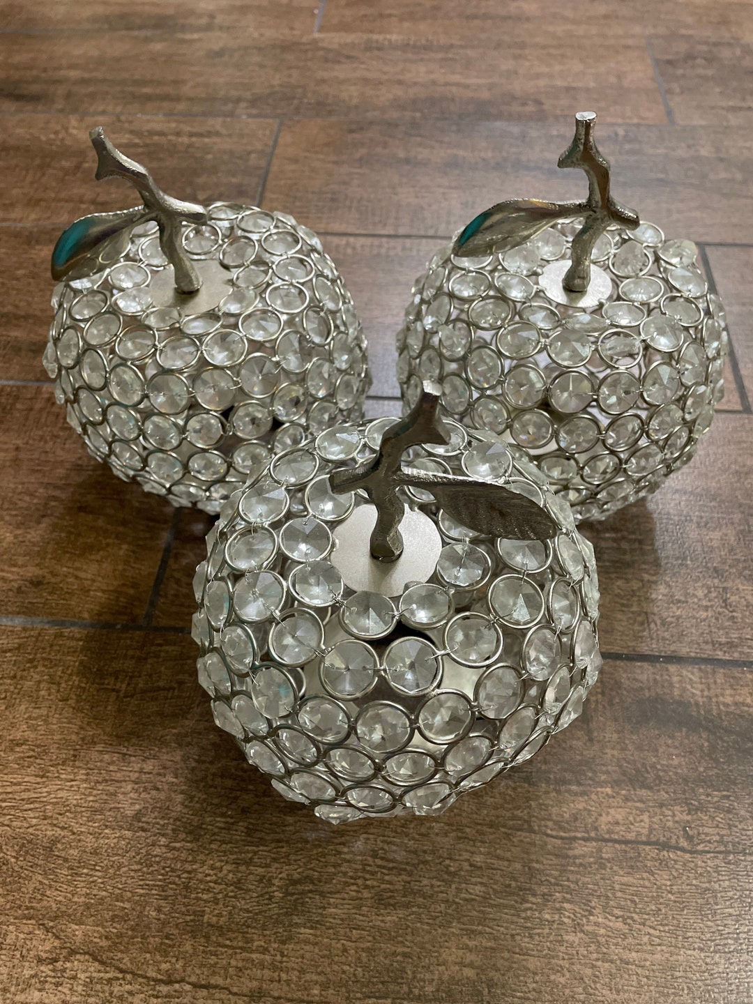 Vintage Crystal Apples Candle Holder, Hand Made Crafted Apples One is a ...