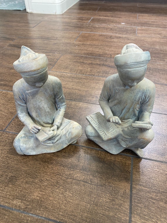 Vintage Heavy Cast Statue Reading Man Antique Man Figurine | Etsy