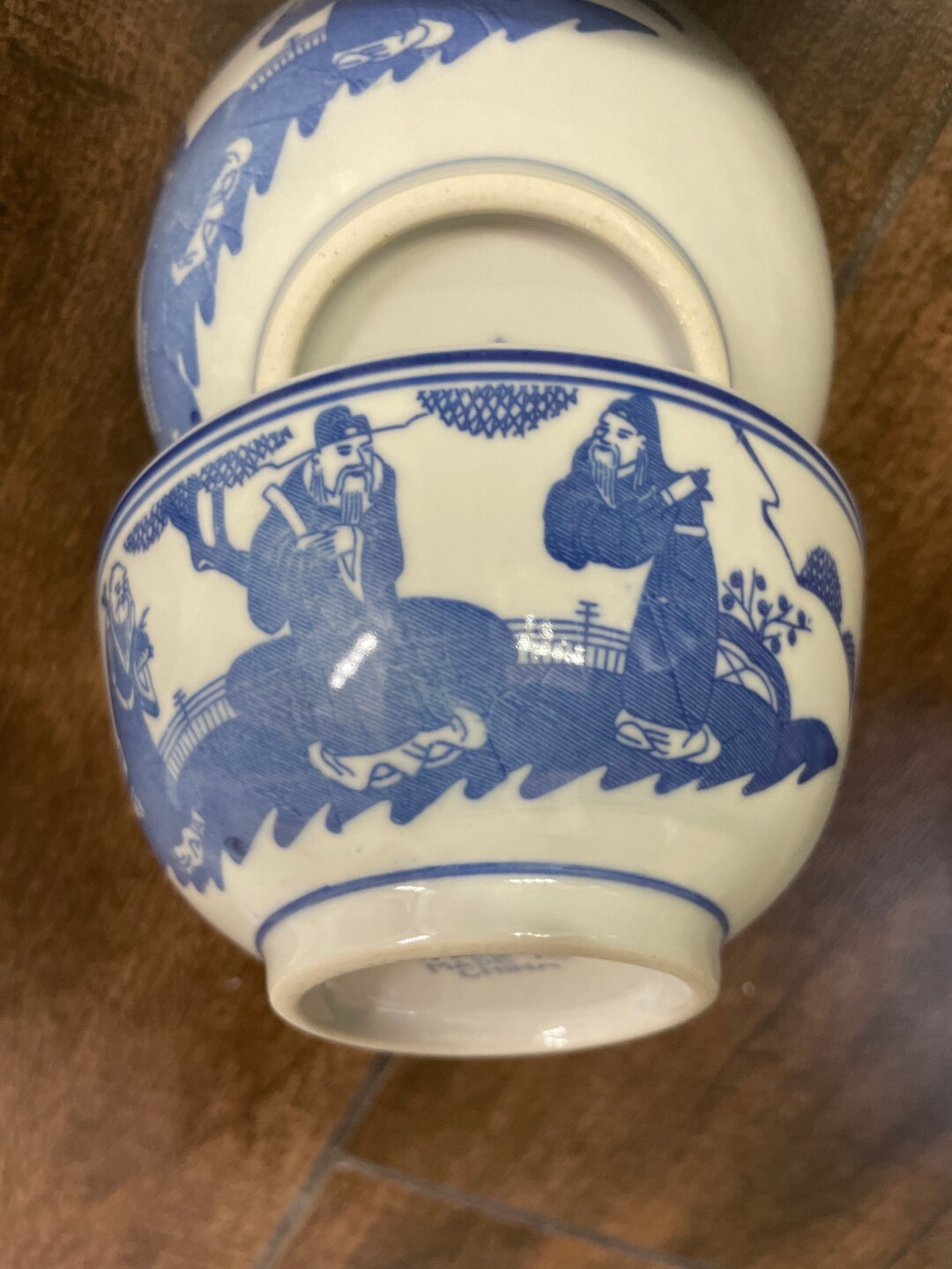 Vintage Beautiful 5 Hand Painted Bowls 4.5 Diameter, White and Blue ...