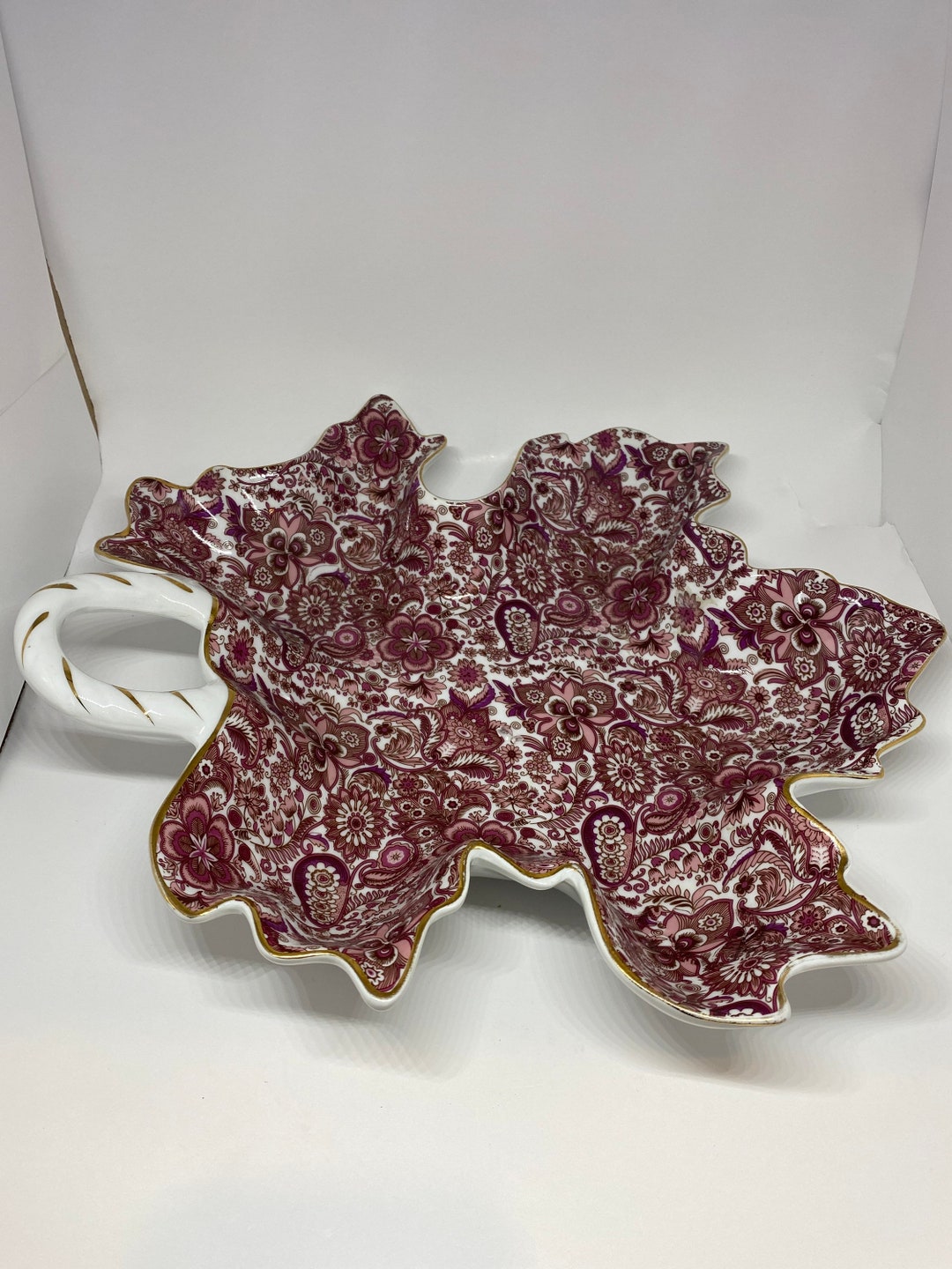 Vintage Reflections by J. Godinger & Co Red Flora Leaf Shaped Trinket ...