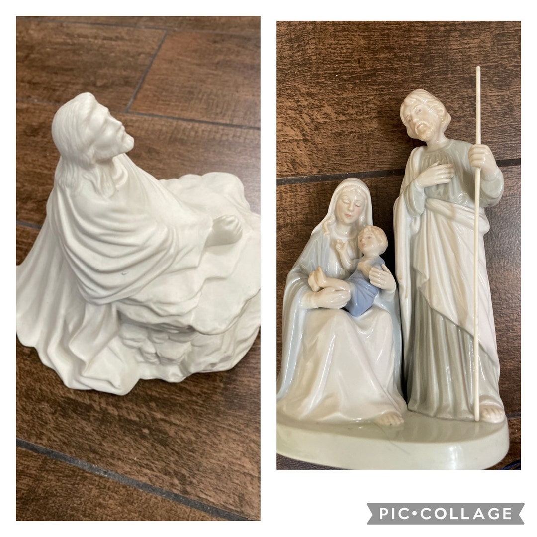 Vintage Jesus Ceramic Figurine 1985 Byron Molds 7 X 8 White/holy ...