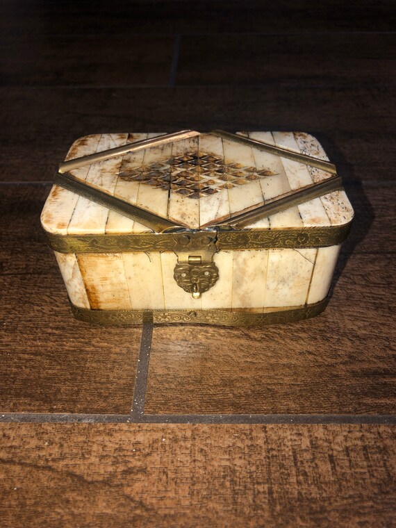 Bone Jewelry Box Made in Turkey Hand Work Brass Delicate | Etsy