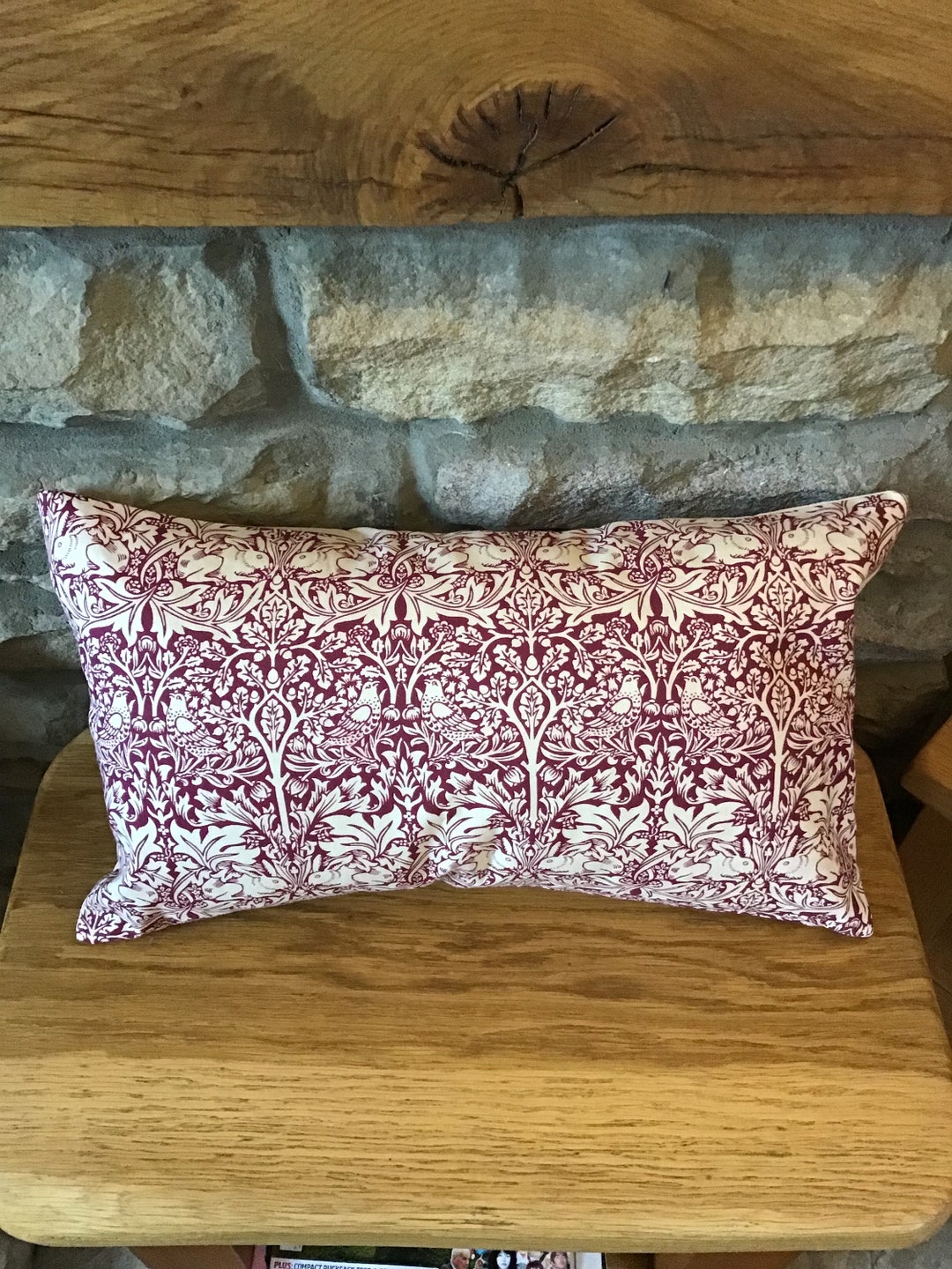 Red William Morris Brer Rabbit Lumbar Cushion 12”x 18” App - Etsy