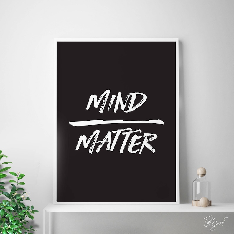 Office decor mind over matter cubicle decor black and white | Etsy