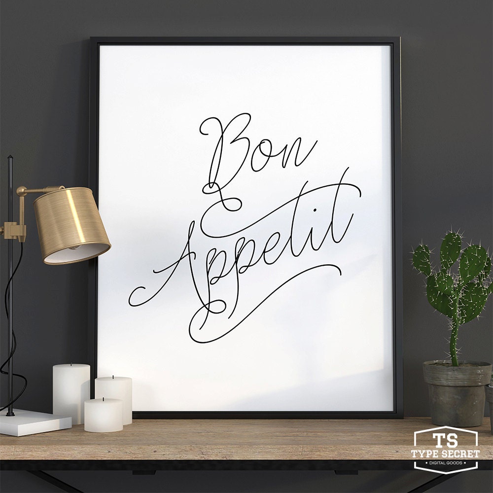 Digital Prints bon Appetit Typography Art Print | Etsy