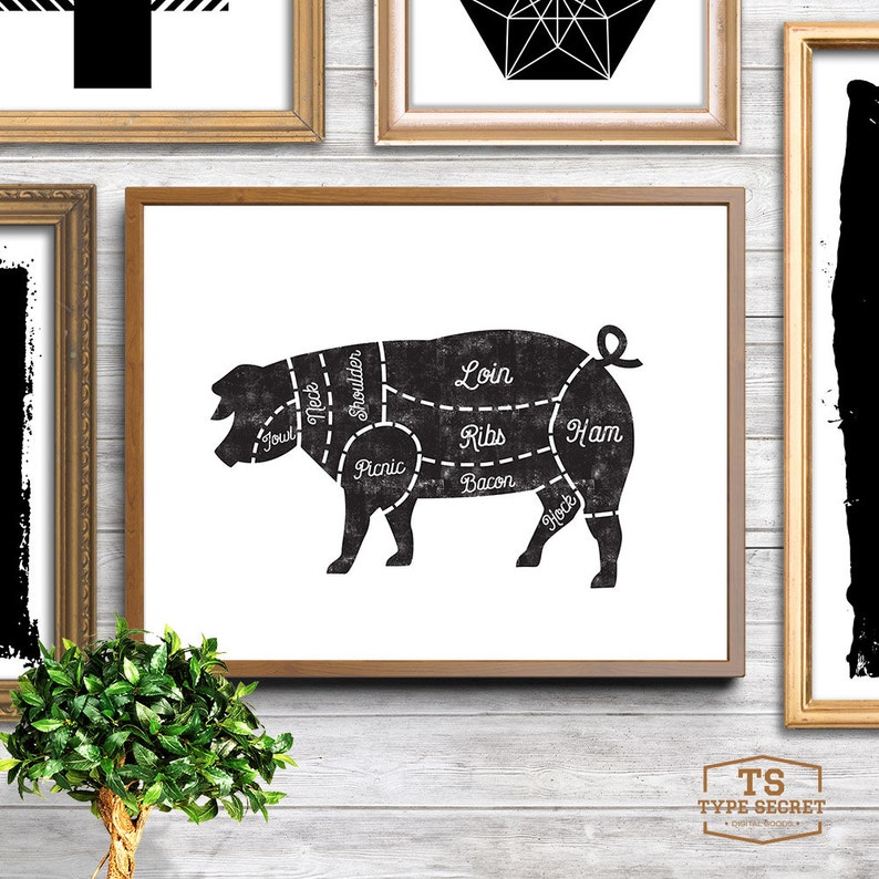 Butcher Chart Kitchen Art Butcher Prints Pig Butcher Chart | Etsy