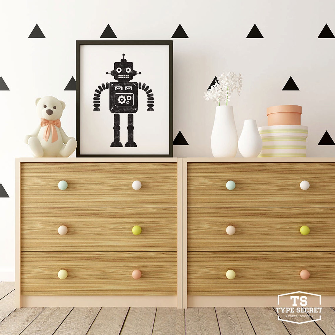 Robot print cute robot black and white robot art boys room | Etsy