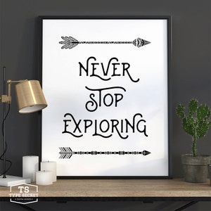 Boys Room Wall Art Never Stop Exploring Adventure Art Arrow Art Arrow ...