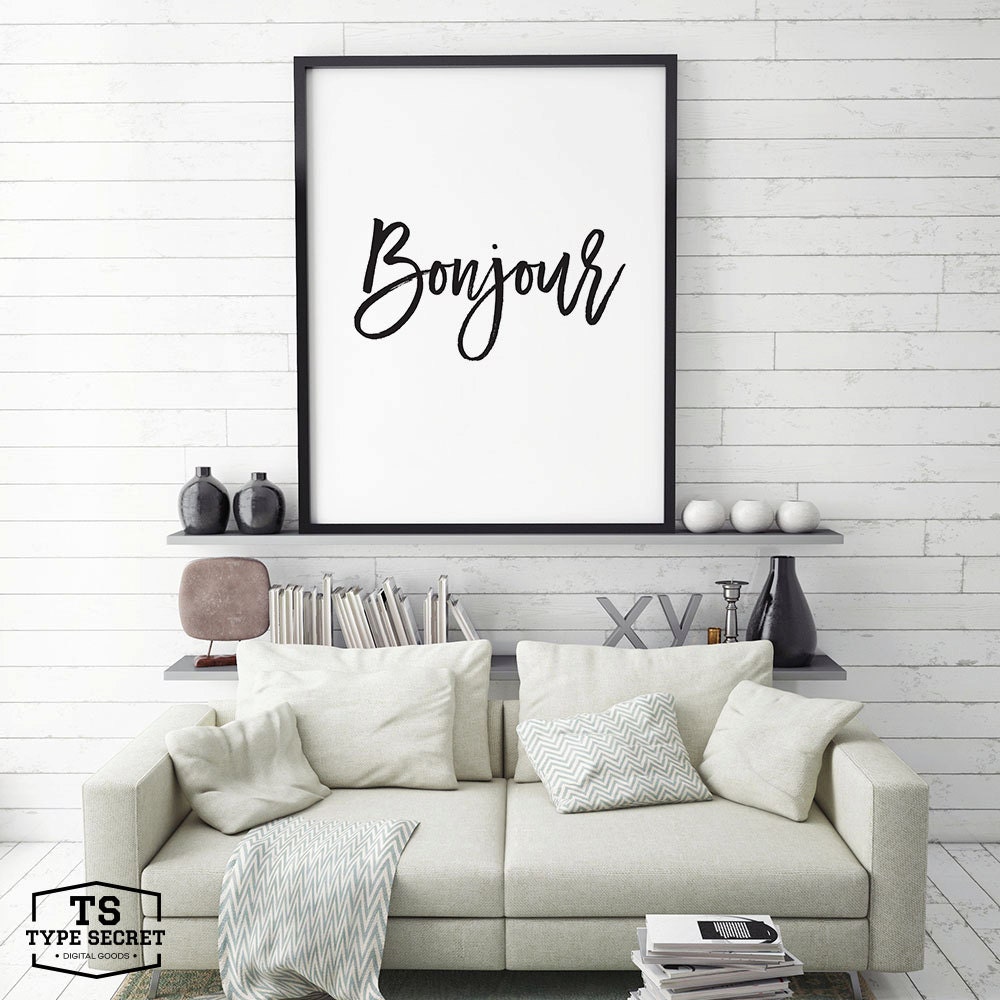 Bonjour French Print French Quote French Quotes Black - Etsy