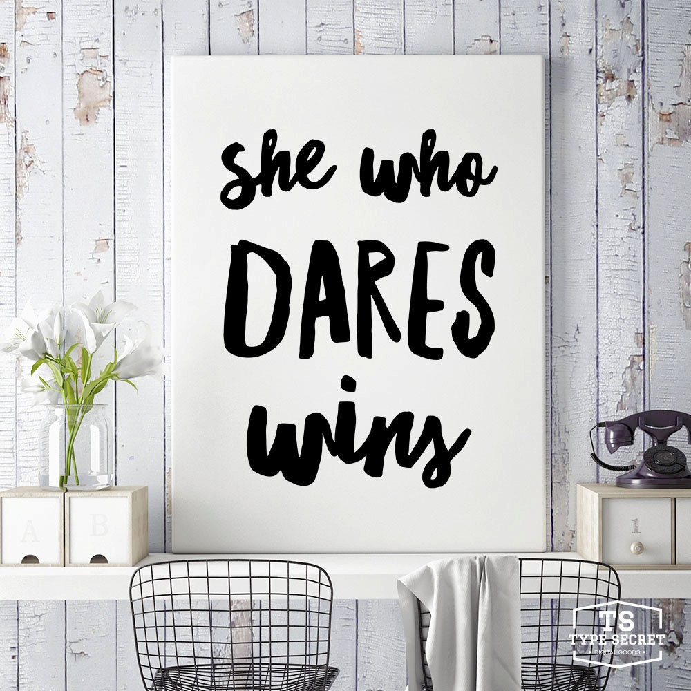 She Who Dares Wins prints winner signs wall decor | Etsy