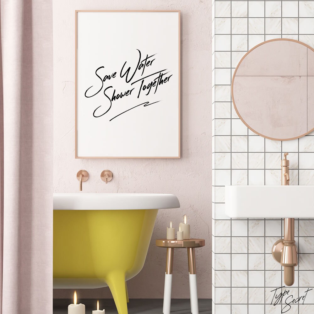 Bath Room Toilet Poster Shower Save Water Shower Together | Etsy