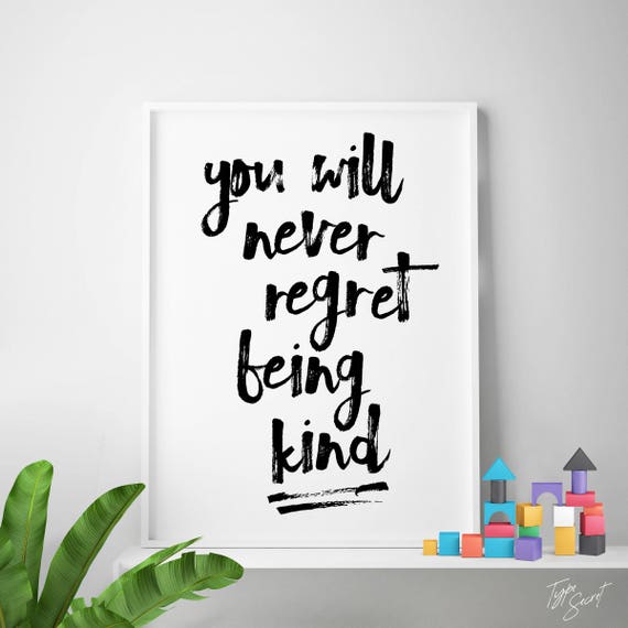 Kind classroom print kind words printable nursery black | Etsy