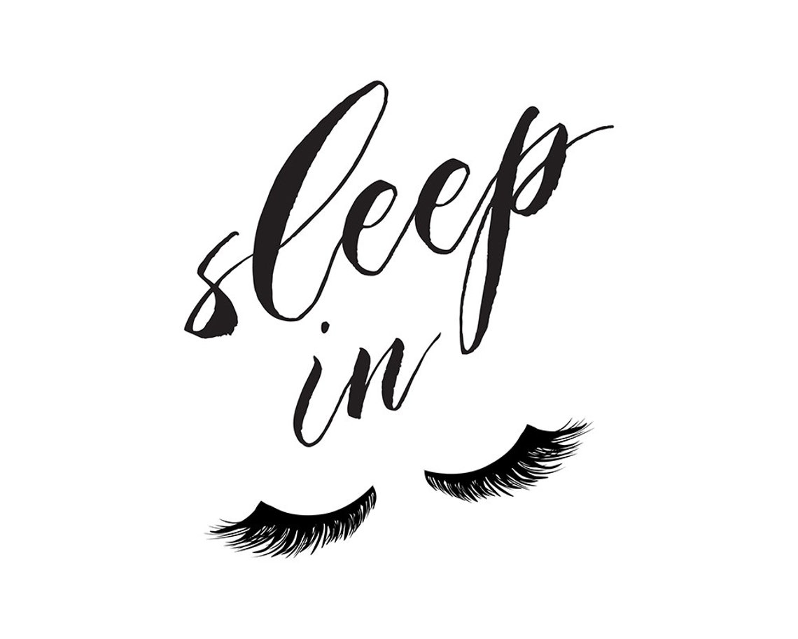 Bedroom wall art sleep in let's sleep in eyelashes | Etsy
