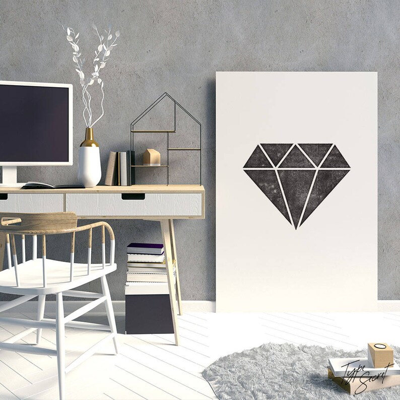 50x70 Poster Diamond Minimalist Art Affiche Prints | Etsy