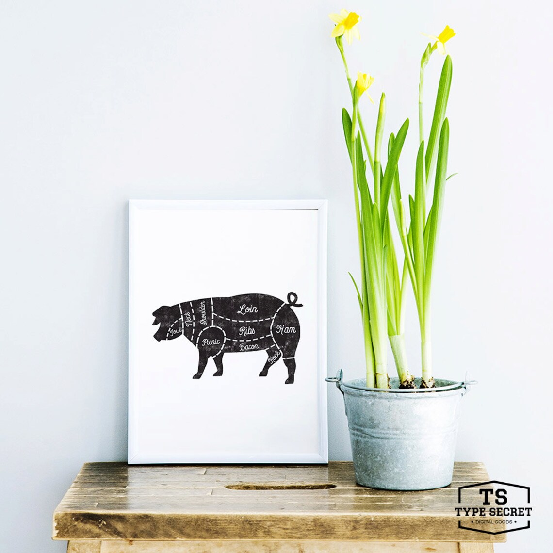 Rustic Kitchen Art Butcher Print Butcher Chart Meat Cuts - Etsy