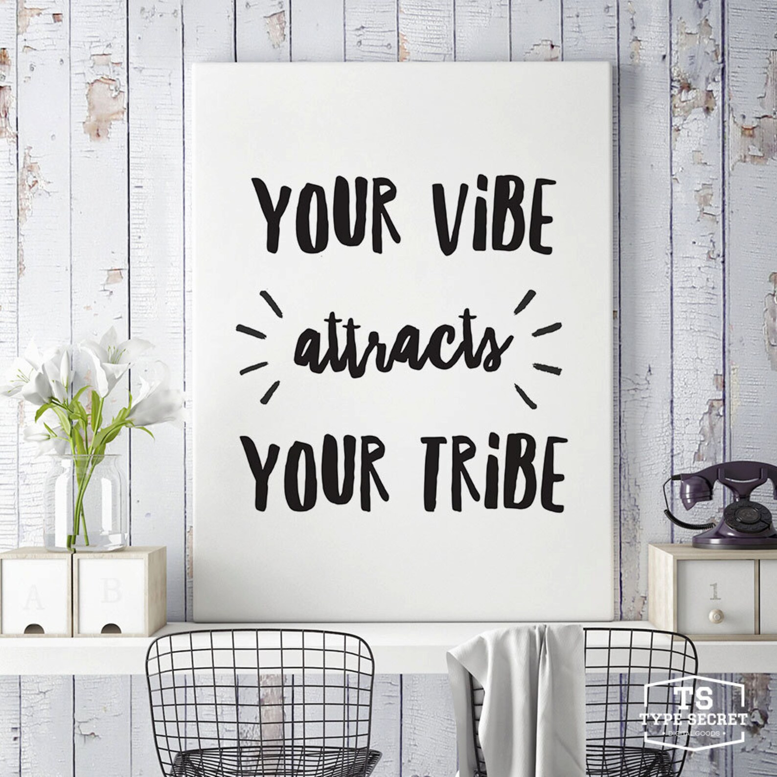 Typography Poster Digital File your Vibe Attracts Your - Etsy