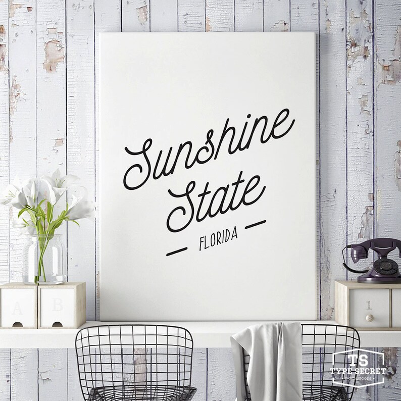 Sunshine State, Printable Art, FLORIDA, State Print, Florida Art Print ...
