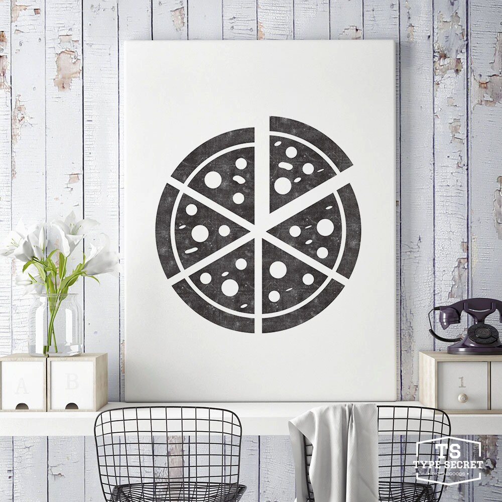 Black and White Kitchen Print, Pizza Art, Pizza, Food Print, Foodie Art ...