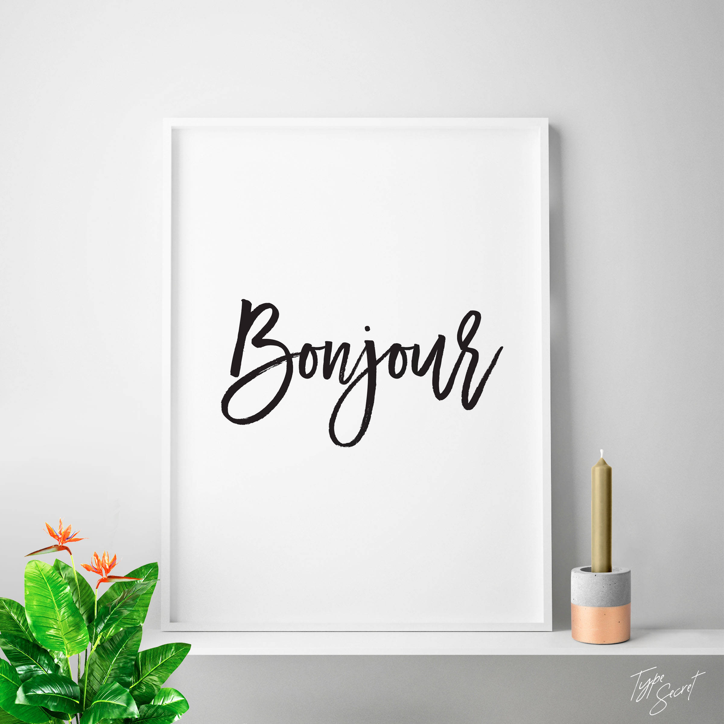 Bonjour French print French quote French quotes black | Etsy