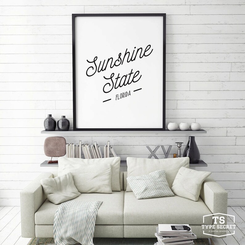 Sunshine State, Printable Art, FLORIDA, State Print, Florida Art Print ...