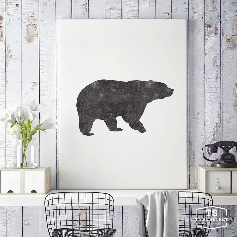 Rustic Decor, Bear Print, Wilderness Art, Woodlands Nursery Decor, Bear ...