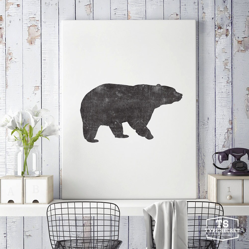 Rustic Decor, Bear Print, Wilderness Art, Woodlands Nursery Decor, Bear ...