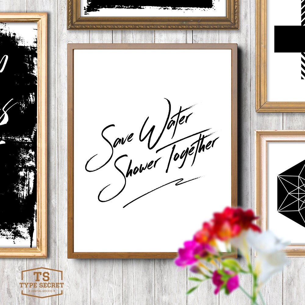 Bath Room Toilet Poster Shower Save Water Shower Together | Etsy