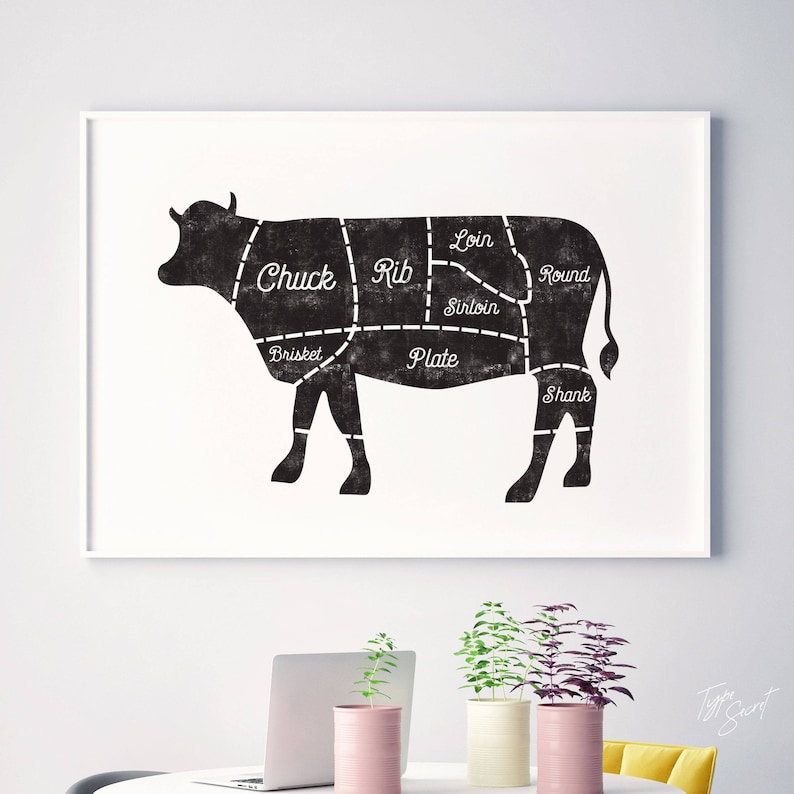 Cow Rustic Kitchen Art Decor Kitchen Printable Kitchen - Etsy