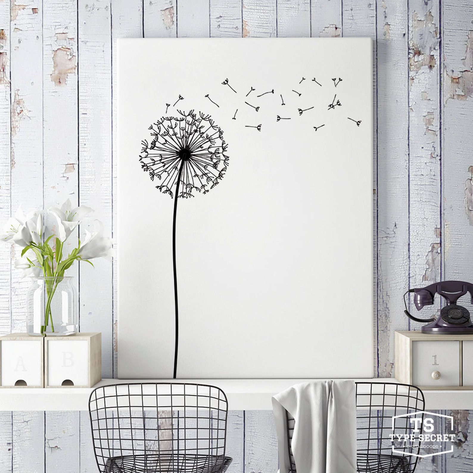 Dandelion Wall Art Black White Prints Dandelion Wall Print - Etsy