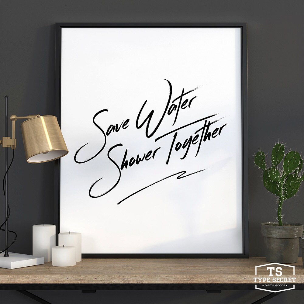 Bath Room Toilet Poster Shower Save Water Shower Together | Etsy