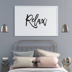 RELAX, Printable Art, Relax Sign, Relax Print, Black and White Home ...