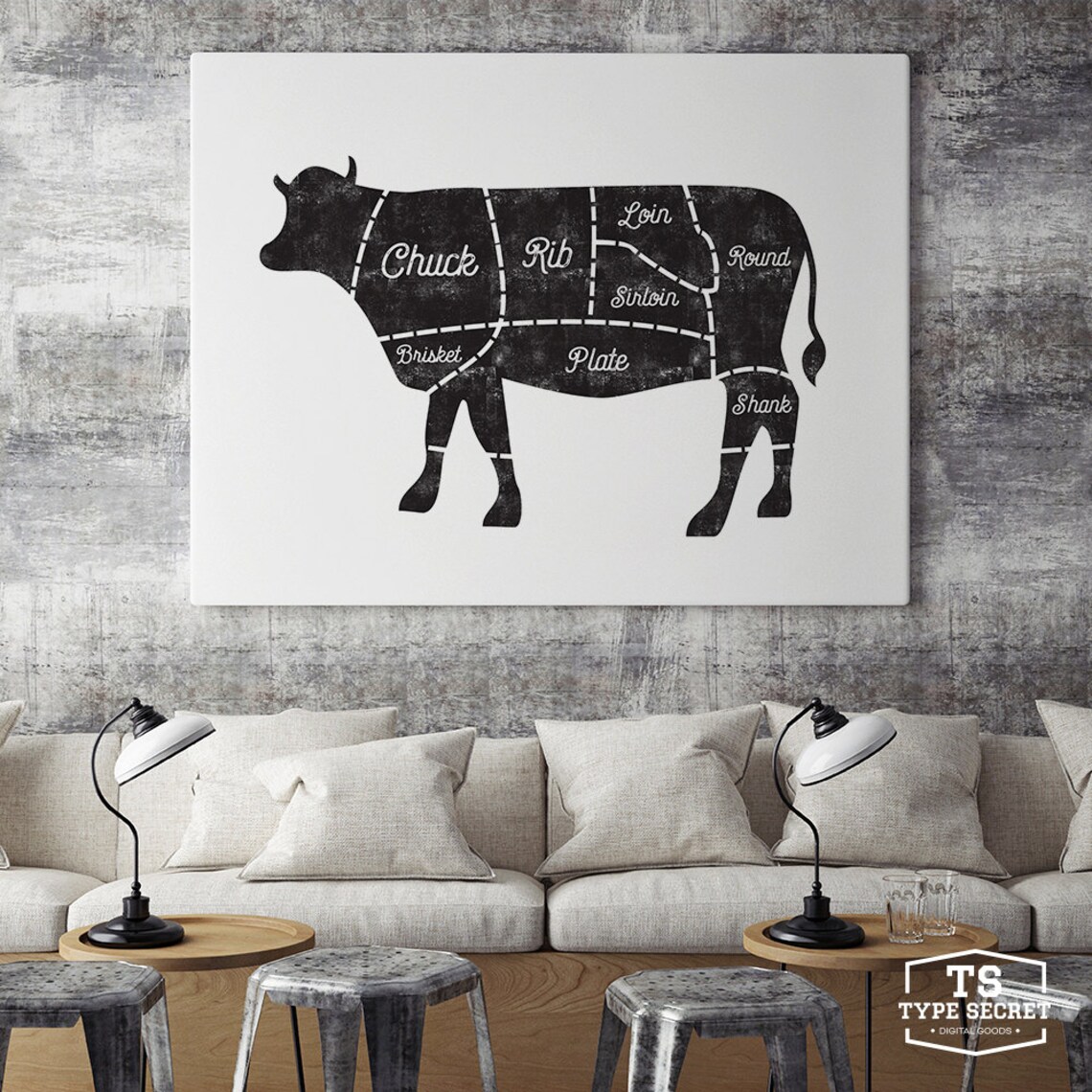 Cow Rustic Kitchen Art Decor Kitchen Printable Kitchen - Etsy