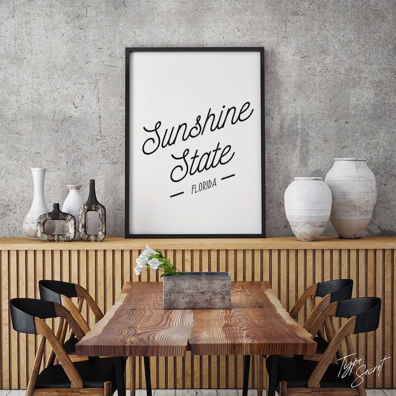 Sunshine State, Printable Art, FLORIDA, State Print, Florida Art Print ...