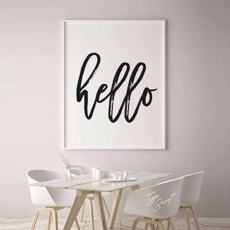 Black and White Hello Welcome Print Hello Sign Hello - Etsy