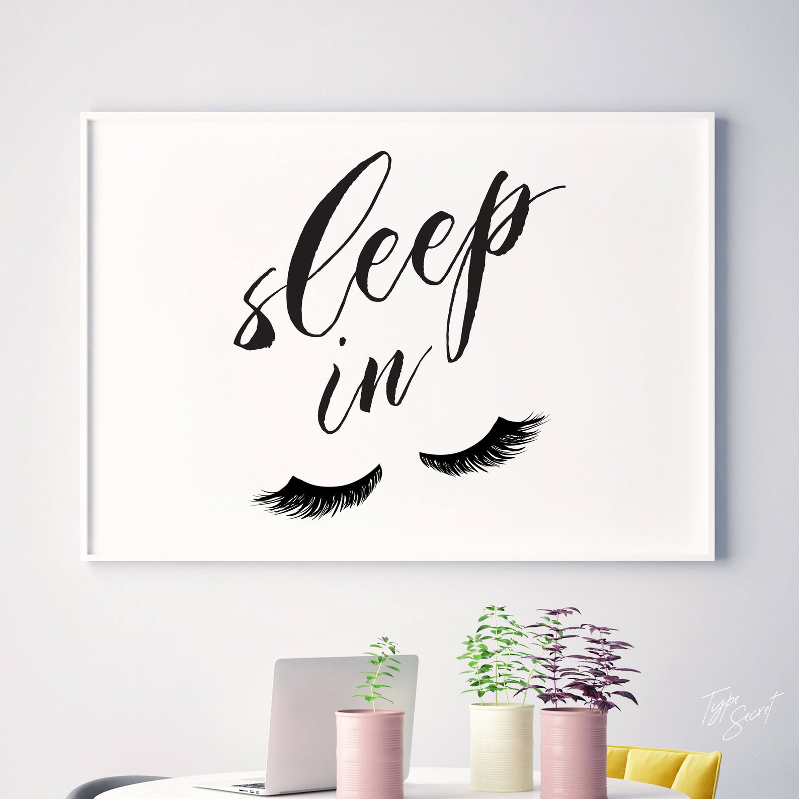 Bedroom wall art sleep in let's sleep in eyelashes | Etsy