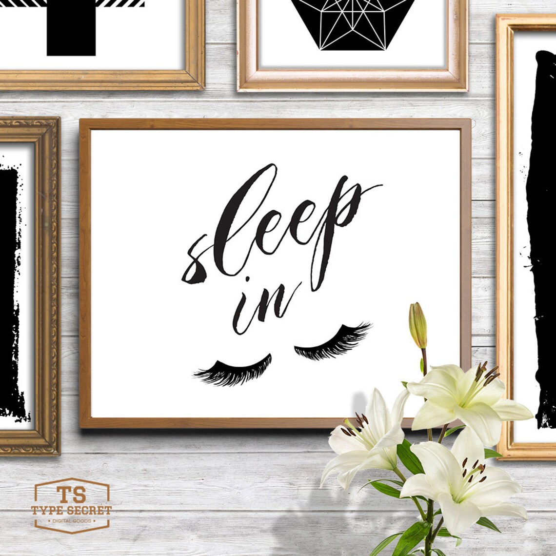 Bedroom wall art sleep in let's sleep in eyelashes | Etsy