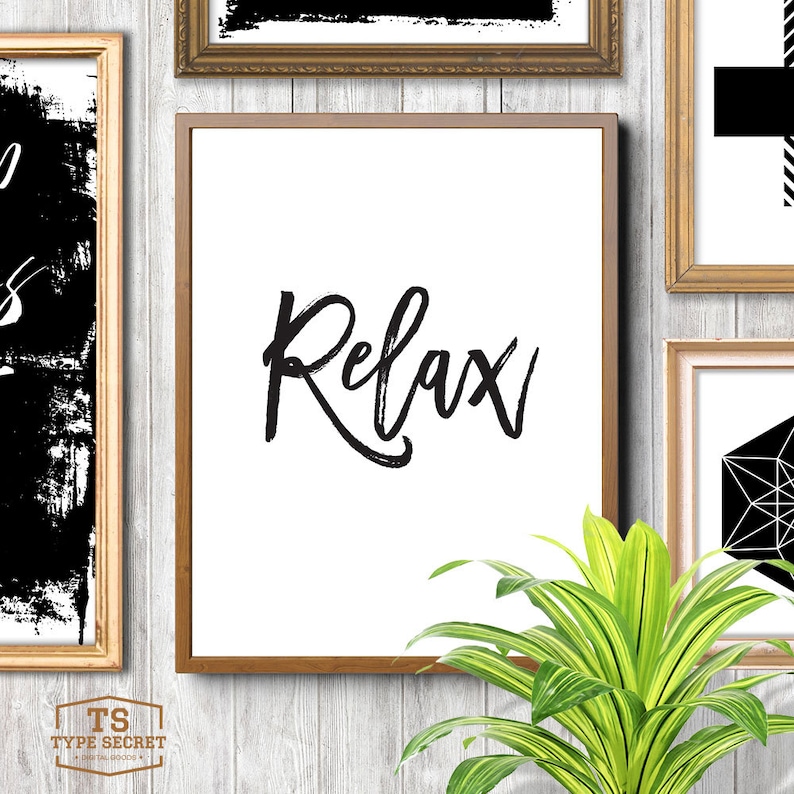 RELAX Printable Art Relax Sign Relax Print Black and White - Etsy