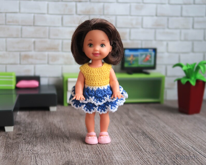 PATTERN: Yellow and Blue Dress for Kelly Doll - Crochet Pattern in PDF ...